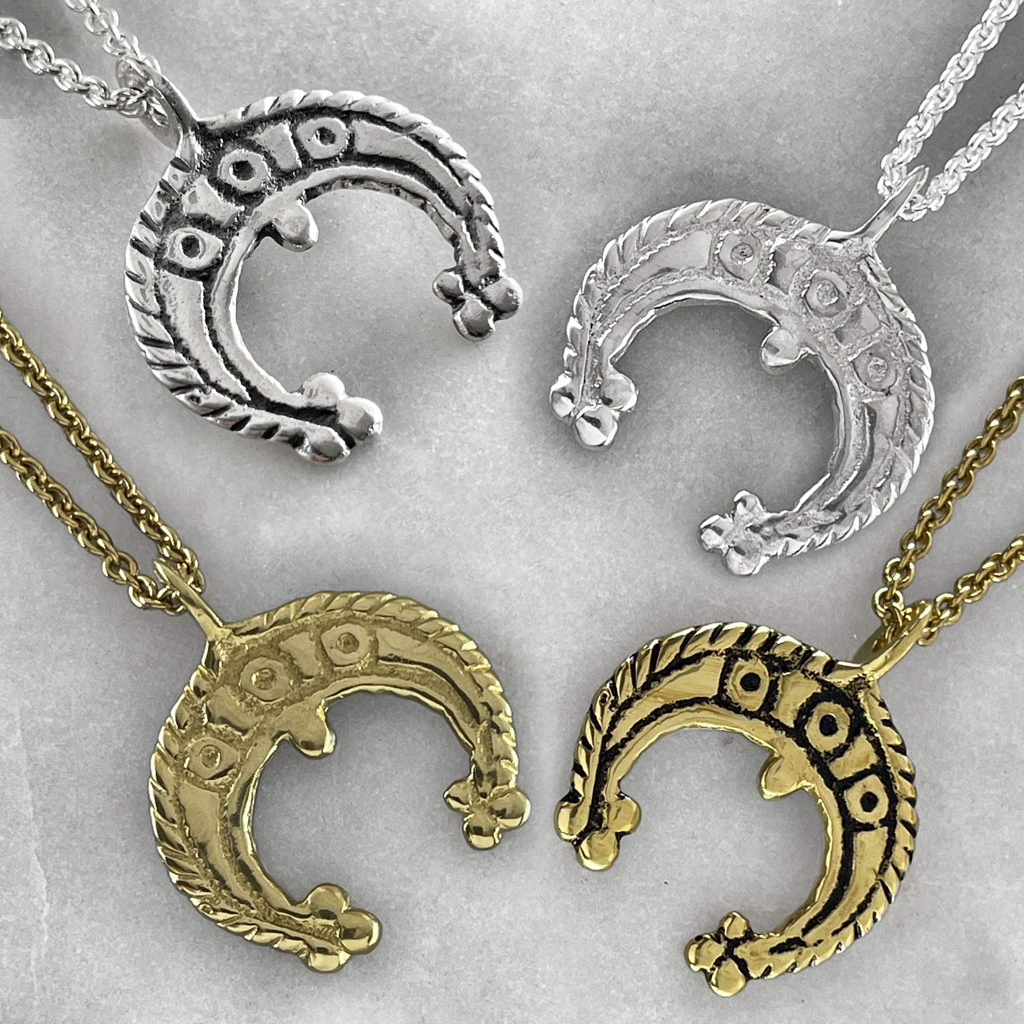Medieval Crescent Moon Necklace - 16" Chain / Polished Silver - Jewel ...
