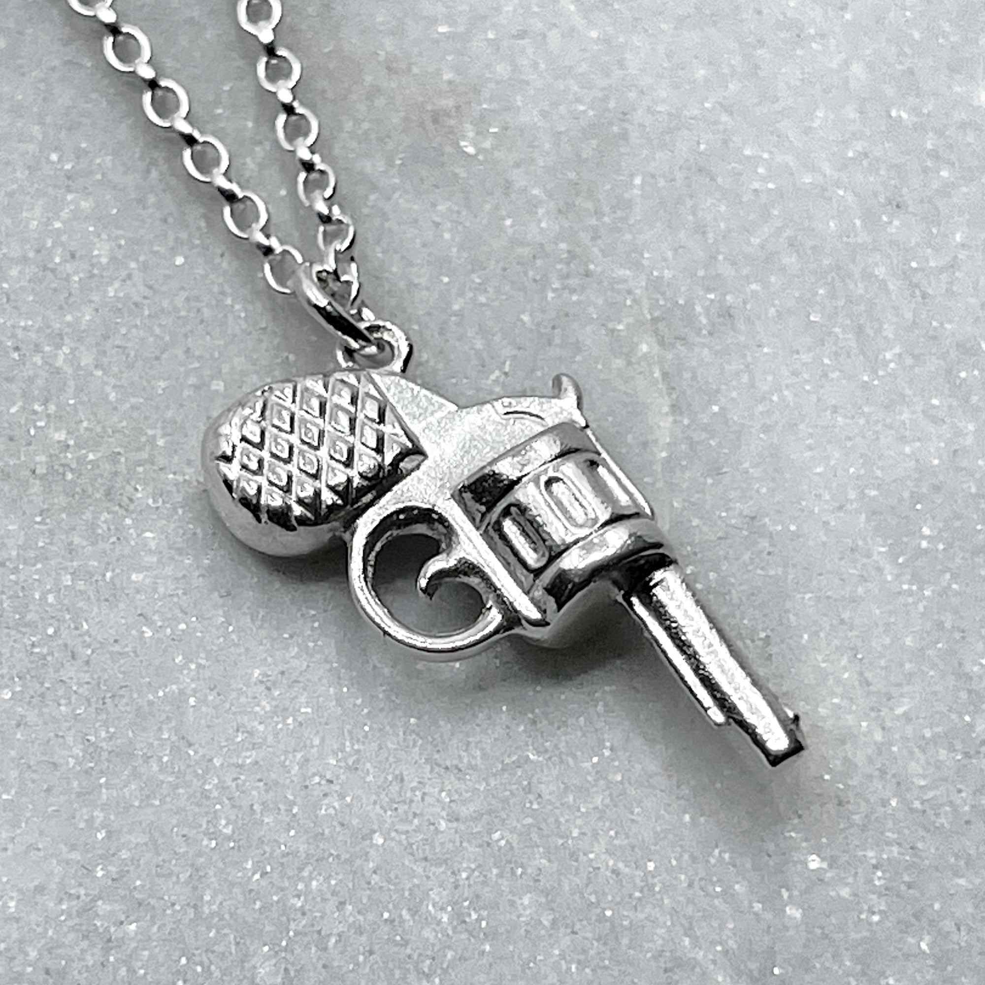 Tiny Silver Revolver Pendant - Jewel Thief Brighton