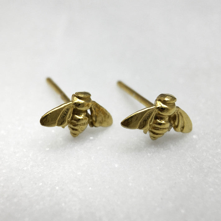 Tiny Gold Bee Studs - Jewel Thief Brighton